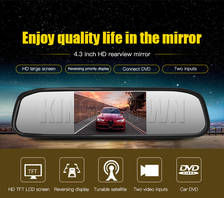 ODM Rear View Mirror Monitor With Camera Display 12VDC Auto Adjusting ...